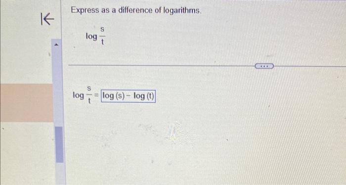 Solved Express as a difference of logarithms. logr7DExpress | Chegg.com