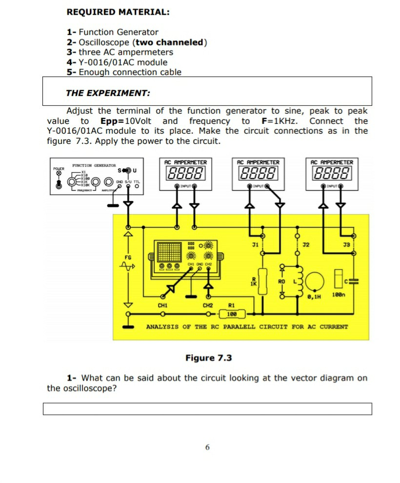 Solved REQUIRED MATERIAL: 1- Function Generator 2- | Chegg.com