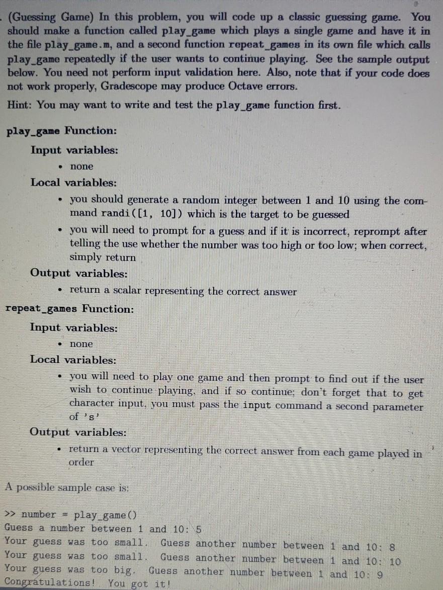 Solved Use Matlab Or Octave To Code Do Not Use Num2str