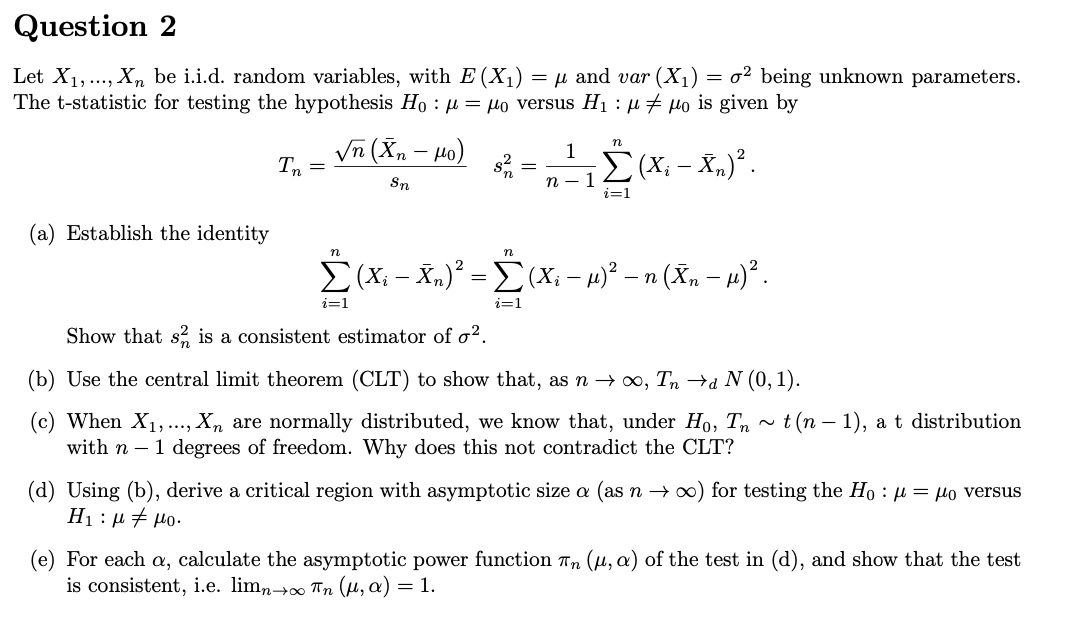 Solved Question 2Let x1,dots,xn ﻿be i.i.d. ﻿random | Chegg.com