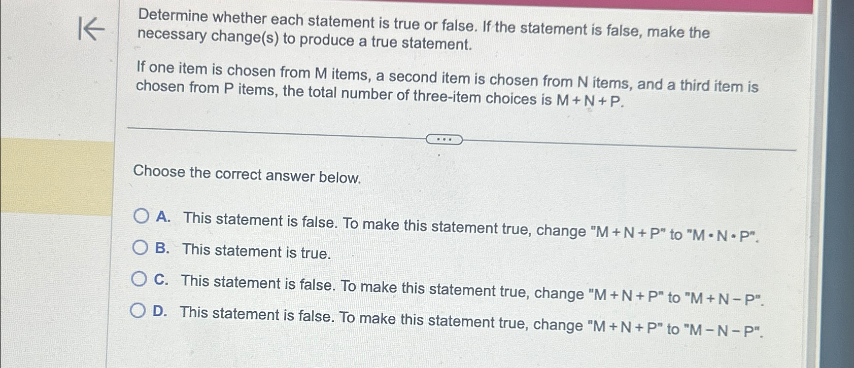 Solved Determine whether each statement is true or false. If | Chegg.com