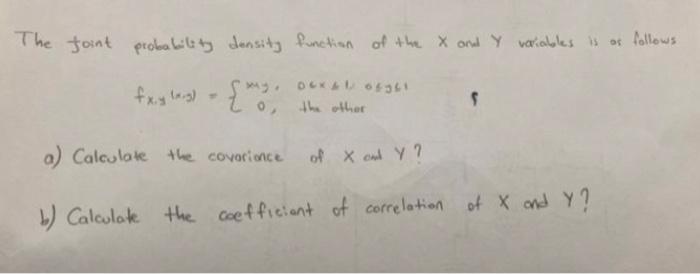 Solved The foint probalility density function of the X and y | Chegg.com