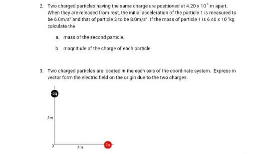Solved 2. Two charged particles having the same charge are | Chegg.com