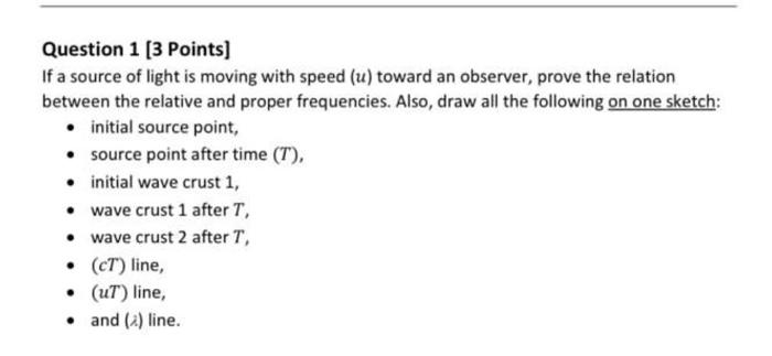 Solved Question 1 [3 Points] If a source of light is moving | Chegg.com