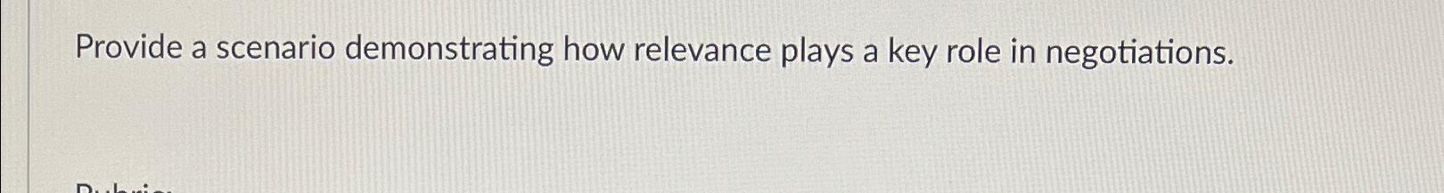 Solved Provide a scenario demonstrating how relevance plays | Chegg.com