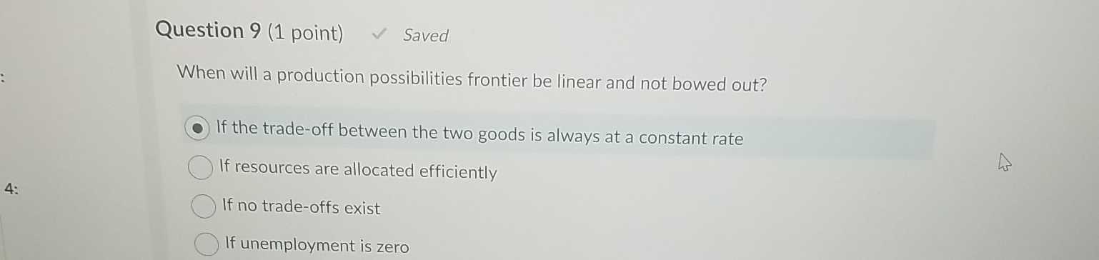 Solved Question 9 (1 ﻿point) ﻿SavedWhen will a production | Chegg.com