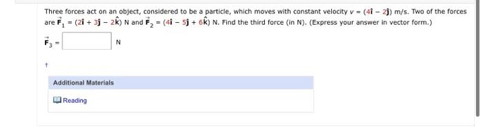 Solved Three Forces Act On An Object Considered To Be A