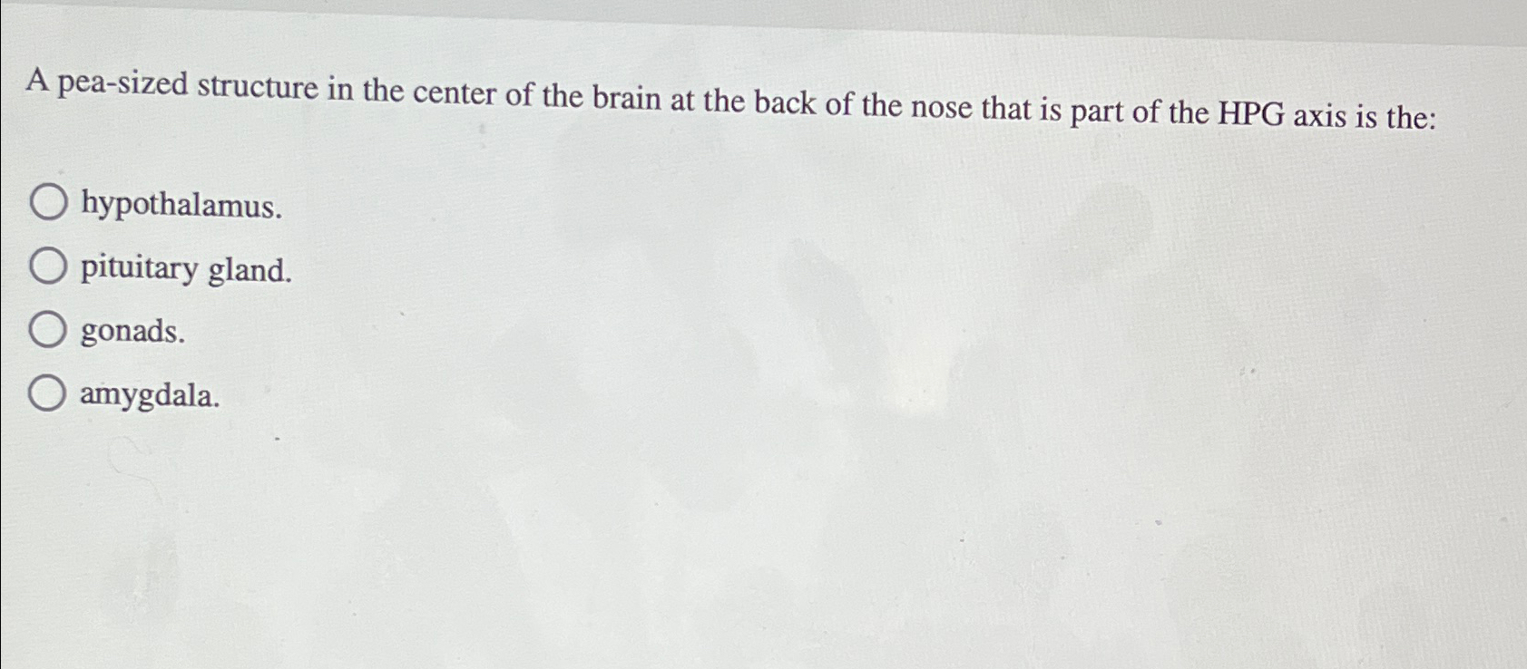 Solved A pea-sized structure in the center of the brain at | Chegg.com