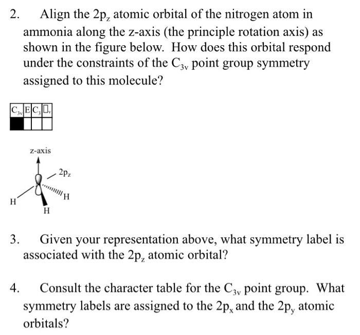 Solved 2. Align the 2p, atomic orbital of the nitrogen atom | Chegg.com