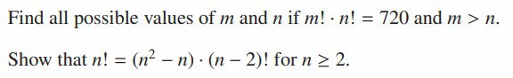 Solved Find all possible values of m ﻿and n ﻿if m!*n≠720 | Chegg.com