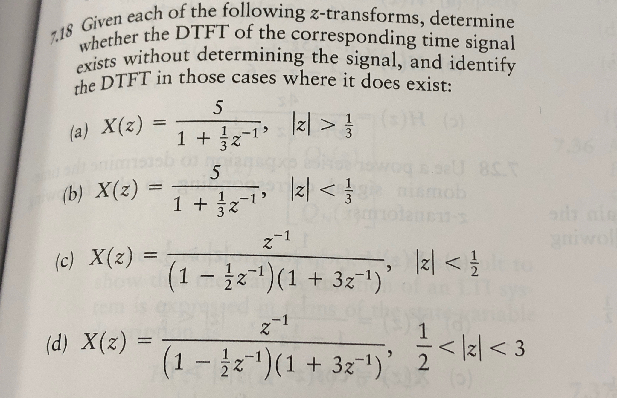Solved 7.18 ﻿Given each of the following z-transforms, | Chegg.com