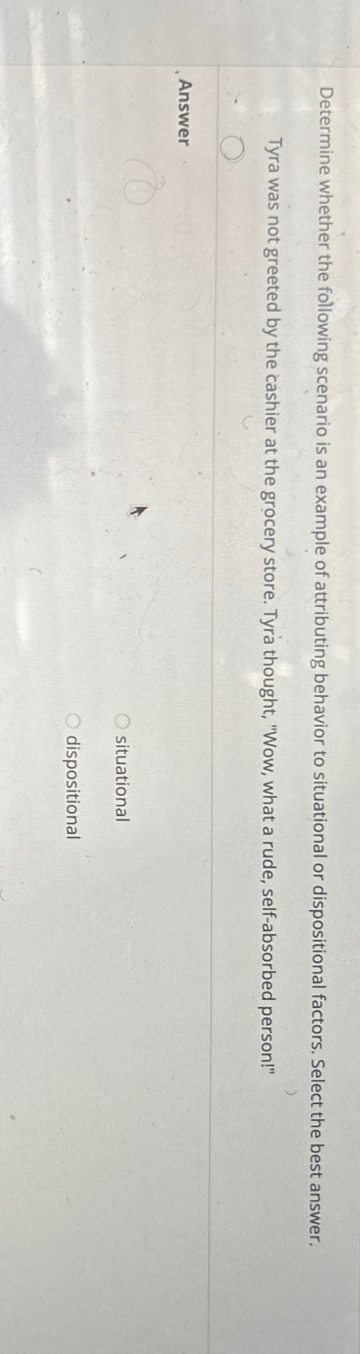 Solved Determine whether the following scenario is an | Chegg.com