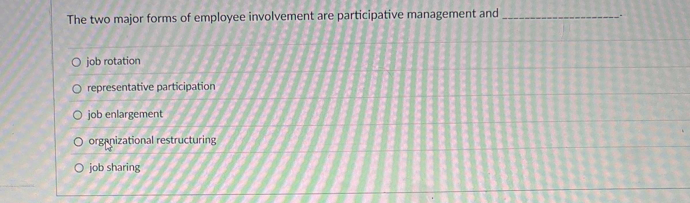 Solved The two major forms of employee involvement are | Chegg.com