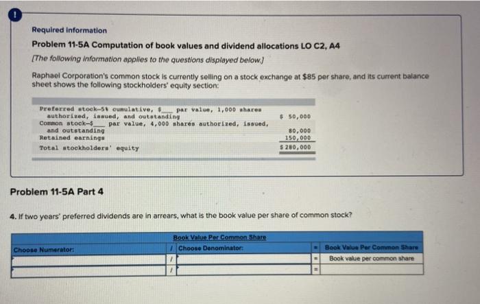 Solved Required information Problem 11-5A Computation of | Chegg.com