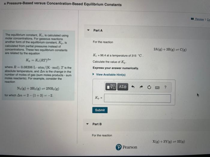 Solved The equilibrium constant, Kc, is calculated using | Chegg.com