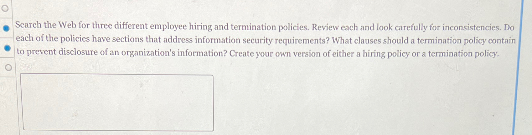 Solved Search the Web for three different employee hiring | Chegg.com