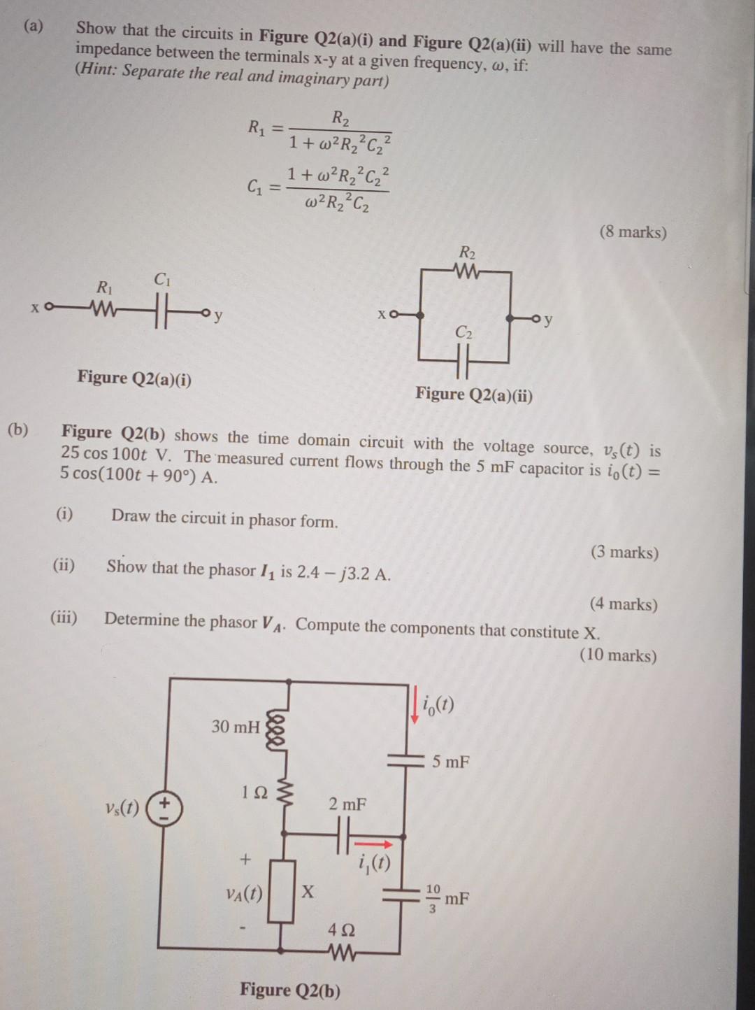 Solved (a) Show that the circuits in Figure Q2(a)(i) and | Chegg.com