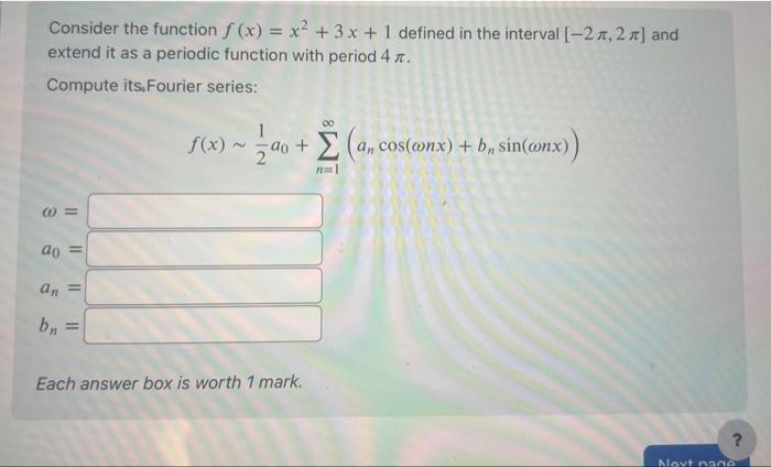 Solved Consider the function f(x)=x2+3x+1 defined in the | Chegg.com