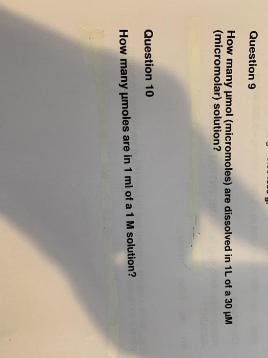 Solved Question 9 How many umol (micromoles) are dissolved | Chegg.com