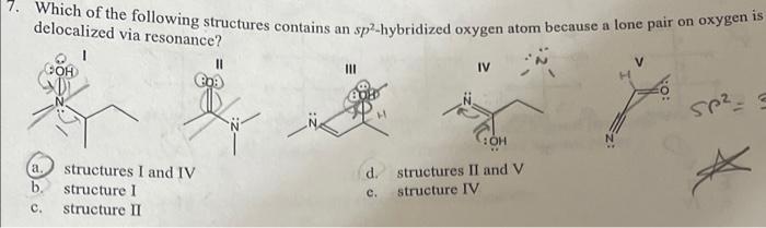 Solved which of the following structures contain a sp2 | Chegg.com
