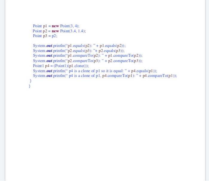 Solved 2DPointClass Assignment: Interfaces: (The Point | Chegg.com