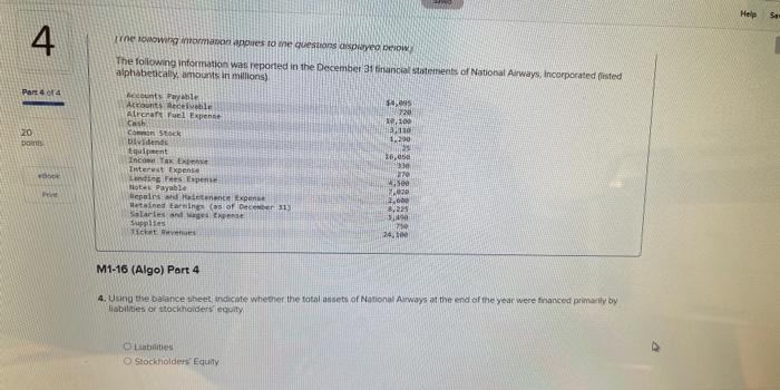 Solved Using The balance sheet, indicate whether the total | Chegg.com