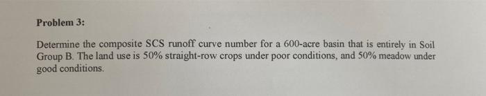 Solved Problem 3: Determine the composite SCS runoff curve | Chegg.com