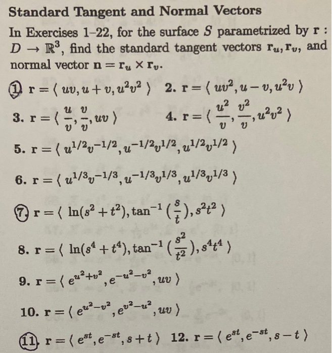 Solved น ข Standard Tangent and Normal Vectors In Exercises | Chegg.com