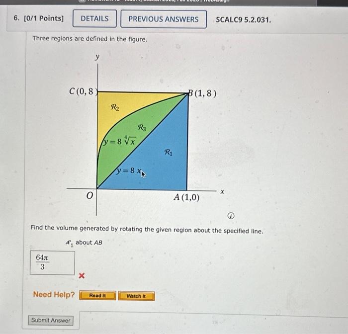 Solved Three regions are defined in the figure. Find the | Chegg.com