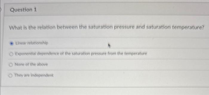 Solved What is the relation between the saturation pressure | Chegg.com