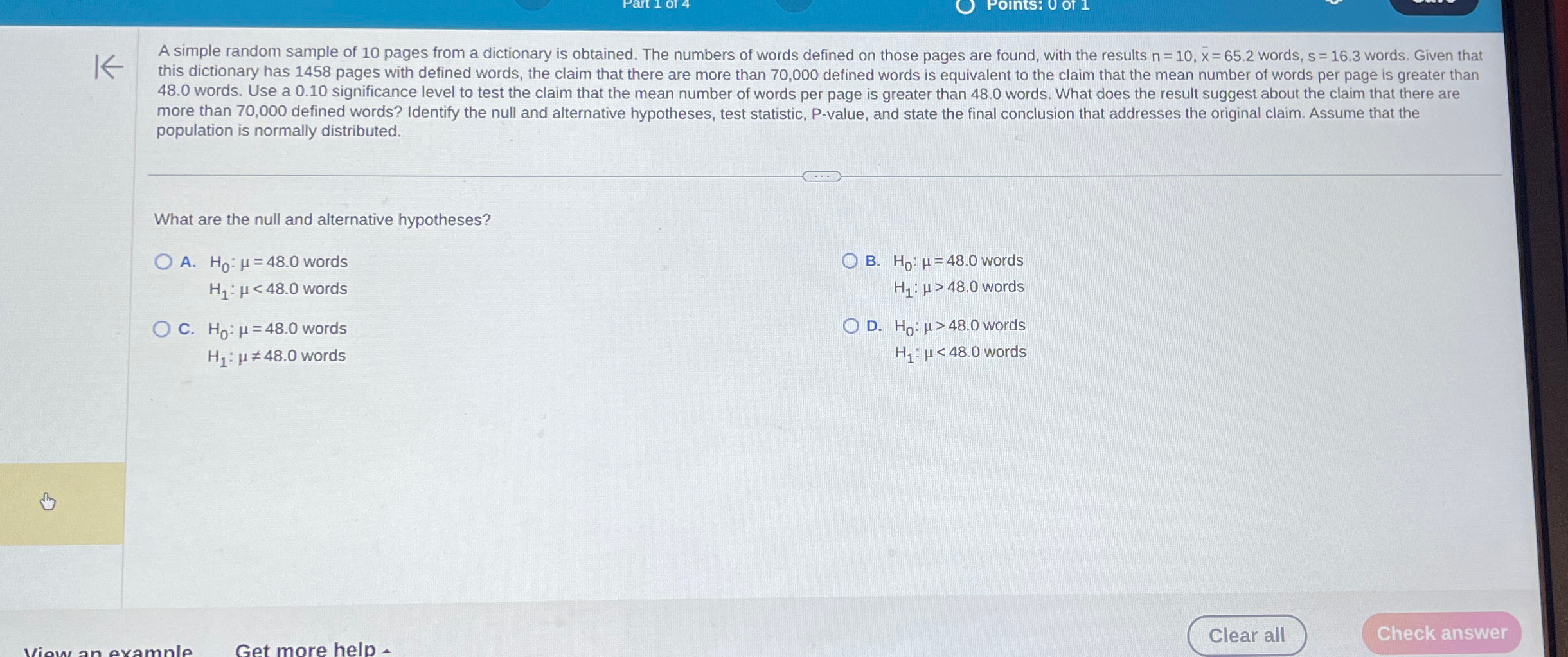 Solved A simple random sample of 10 ﻿pages from a dictionary | Chegg.com