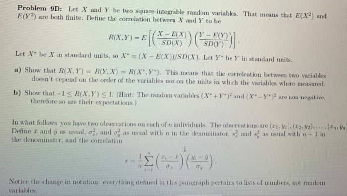 Problem 9D: Let X and Y be two square-integrable | Chegg.com