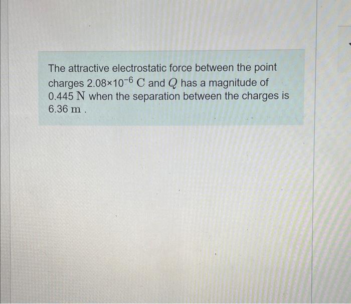 Solved The attractive electrostatic force between the point | Chegg.com