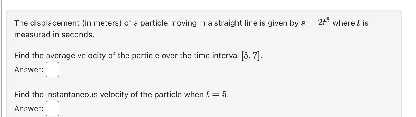 Solved The displacement (in meters) ﻿of a particle moving in | Chegg.com