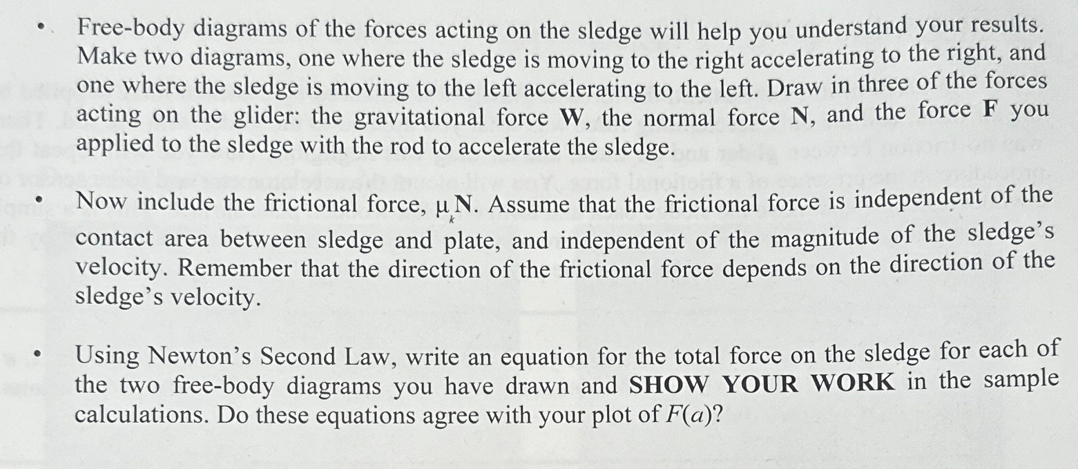 Free-body diagrams of the forces acting on the sledge | Chegg.com