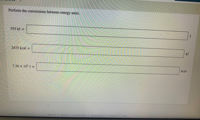 Solved Perform the conversions between energy units. 555 kJ | Chegg.com