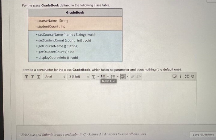 Solved For the class GradeBook defined in the following | Chegg.com