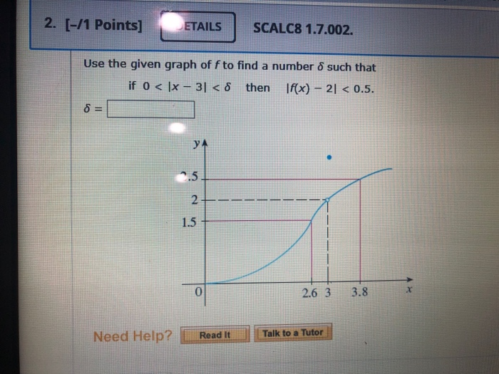 Solved 1. [-/1 Points] DETAILS SCALC8 1.7.001. Use the given | Chegg.com