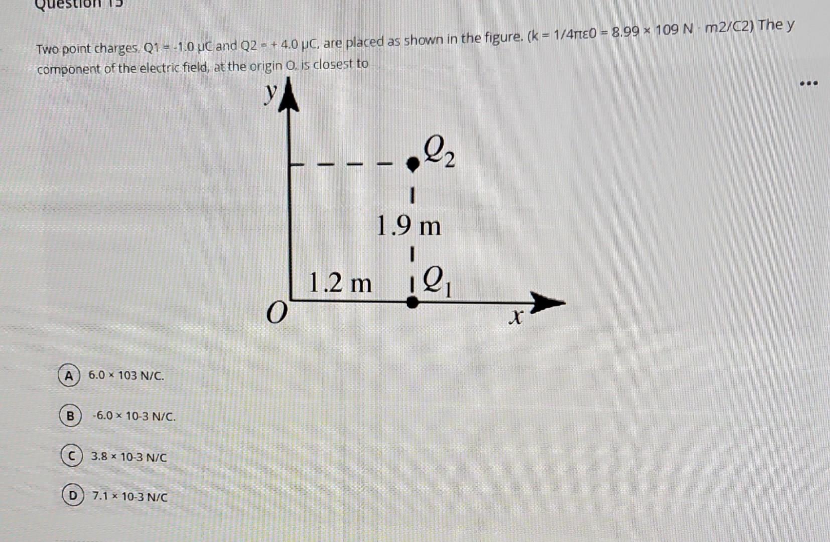 Solved Two point charges, Q1=−1.0μC and Q2=+4.0μC, are | Chegg.com
