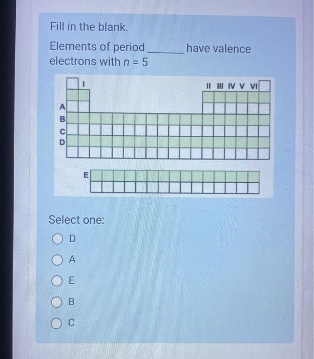 Solved Fill in the blank. Elements of period have valence | Chegg.com