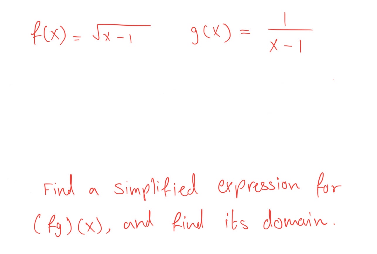 Solved f(x)=x-12,g(x)=1x-1Find a simplified expression for | Chegg.com