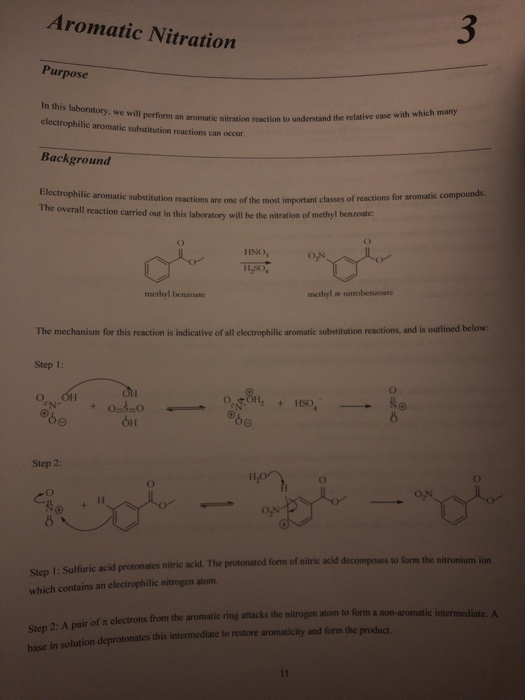 Solved Aromatic Nitration Purpose this laboratory, we will | Chegg.com
