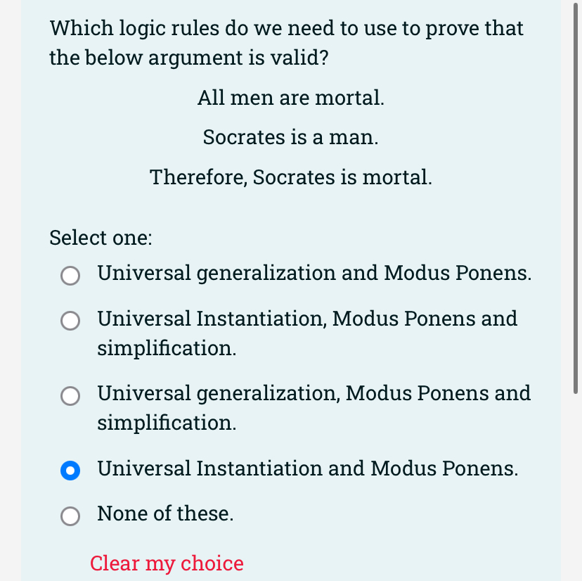 Solved Which logic rules do we need to use to prove that the | Chegg.com