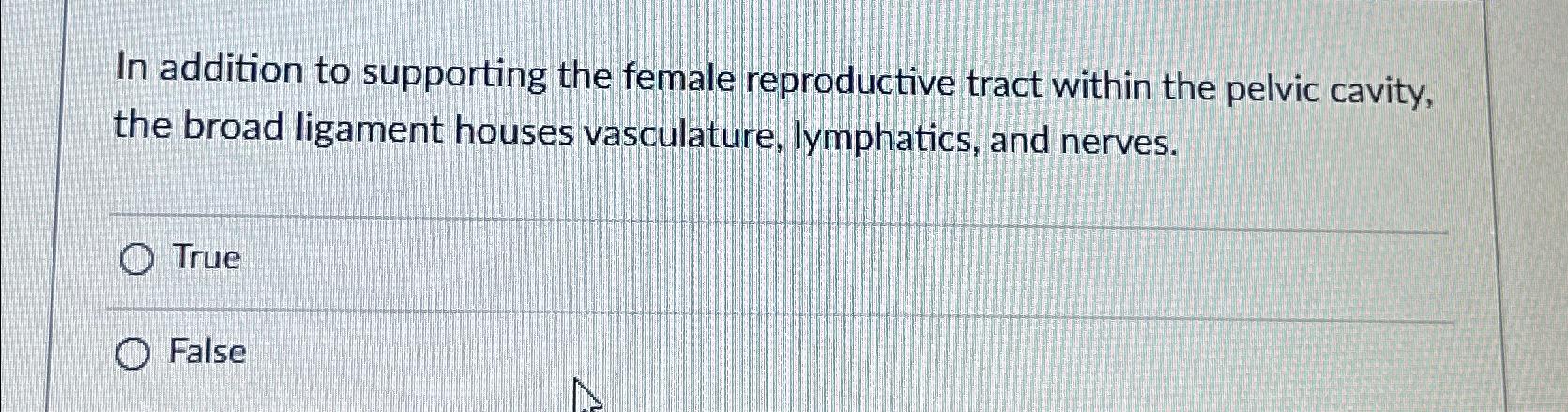 Solved In addition to supporting the female reproductive | Chegg.com
