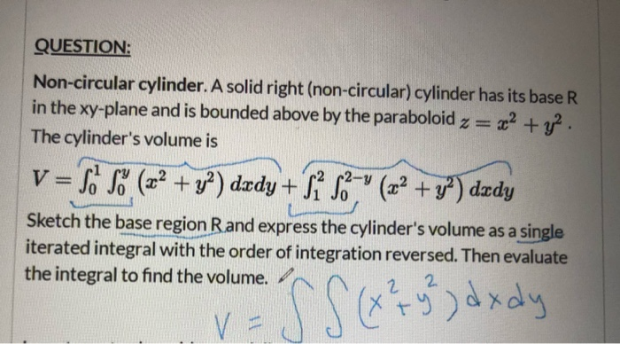 Solved QUESTION Non-circular cylinder. A solid right | Chegg.com