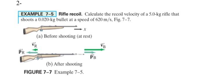 Solved 2- EXAMPLE 7-5 Rifle recoil. Calculate the recoil | Chegg.com