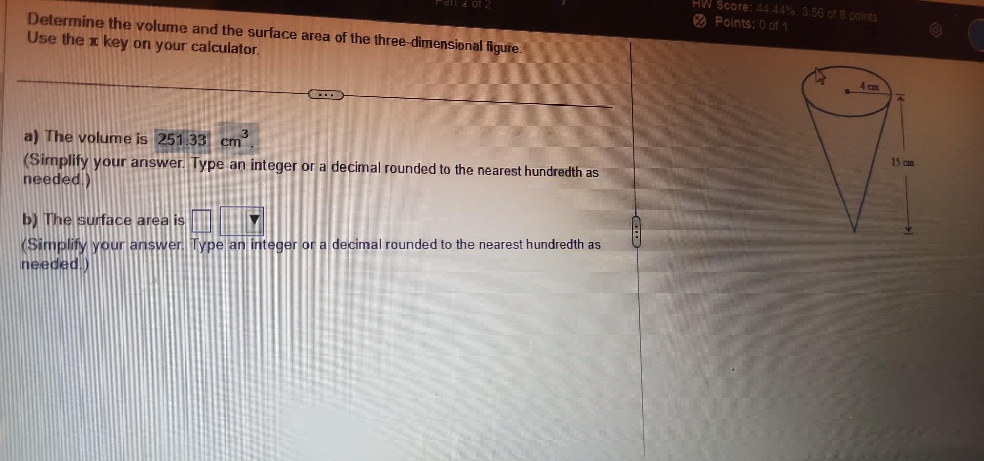 Solved Determine the volume and the surface area of the | Chegg.com