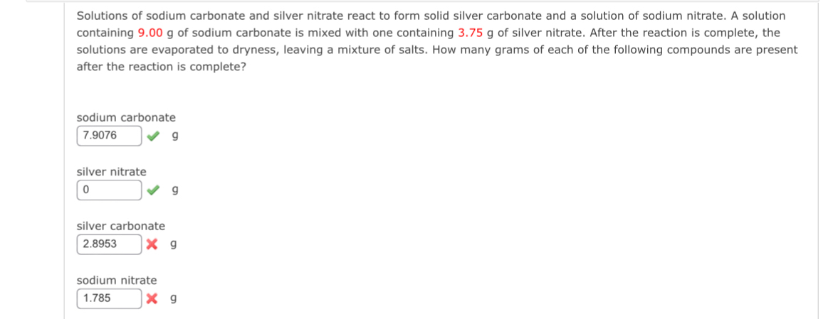 Solved Solutions of sodium carbonate and silver nitrate | Chegg.com