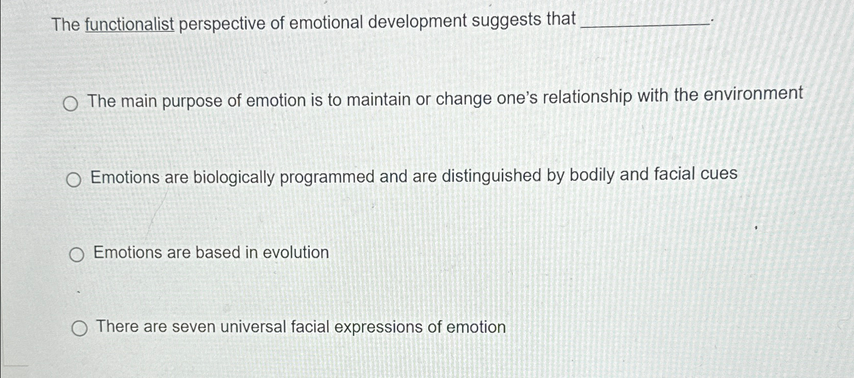 Solved The functionalist perspective of emotional | Chegg.com