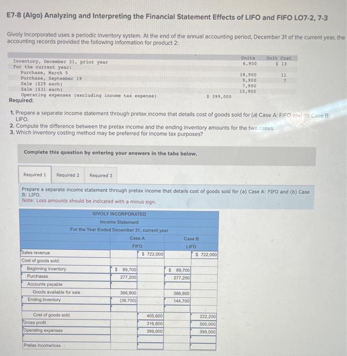 Solved E7-8 (Algo) Analyzing and Interpreting the Financial | Chegg.com